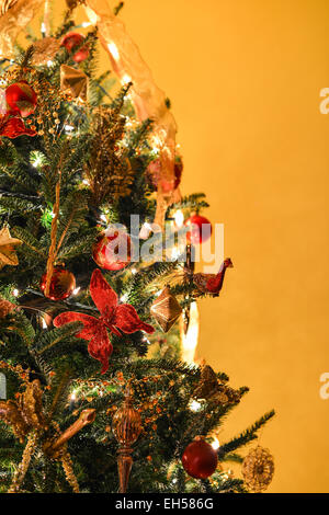 Beautiful color christmas decorations hanging on christmas tree with ...