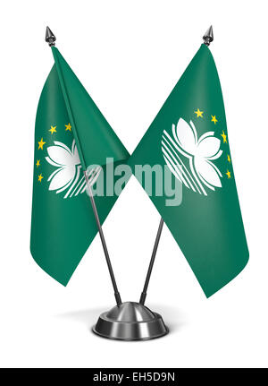 Flag of Macau isolated on white background with copy space below. 3D ...