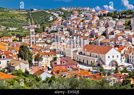 Town of Hvar famous Pjaca square view Stock Photo - Alamy