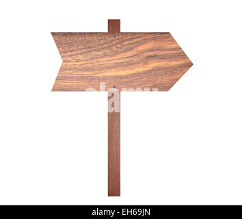 Arrow brown wooden signboard on white background Stock Photo - Alamy