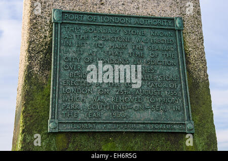 CrowStone. The marker on the north bank of the river Thames is almost ...
