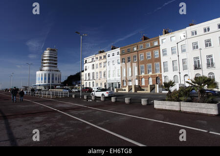 St Leonards-on-Sea seafront with its Art Deco apartment block the ...