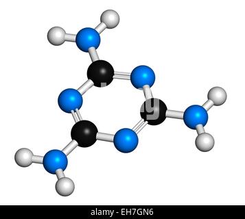 Chemical structure of a melamine molecule. Melamine has been used for ...