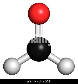 Formaldehyde (methanal) molecule. Important indoor pollutant. Stylized ...