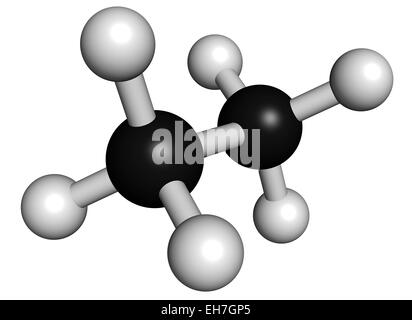 Ethane. Molecular model of the hydrocarbon alkane gas ethane (C2.H6 ...