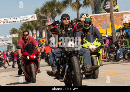 Leather clad bikers cruise down Main Street during the 74th Annual ...