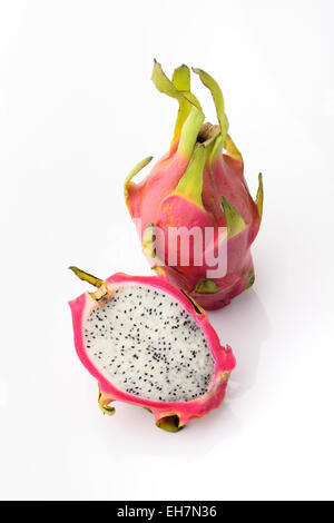 Dragon fruit (Pitaya) - Close up detail of Dragon fruit on white ...