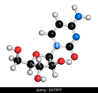 Cytarabine (cytosine arabinoside, Ara-C) chemotherapy drug molecule ...