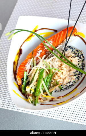 salmon fillet with rice Stock Photo - Alamy