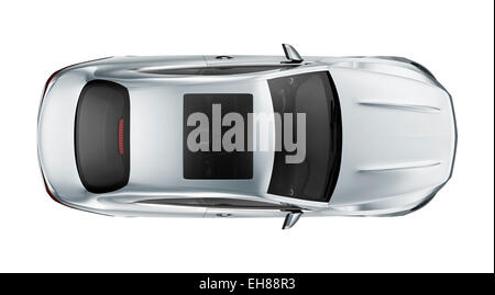 Silver car - top view Stock Photo - Alamy