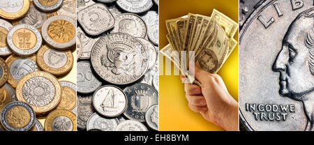 Old US dollar banknotes and silver certificates banknotes background ...