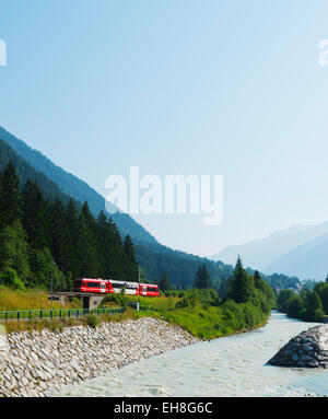 France, Chamonix-Mont Blanc train station, late May, Mont Blanc Express ...