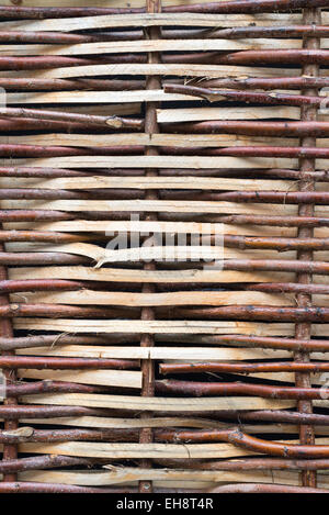 Close up of Willow wicker fence panel Stock Photo - Alamy