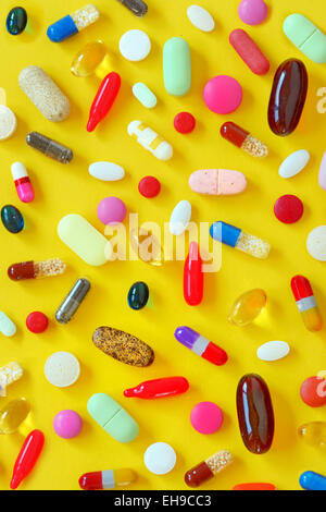 Many different colorful medication and pills perspective view. Set of ...
