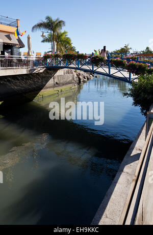 Puerto de Mogán bridge over canal, Gran Canaria, Canary islands, Spain ...
