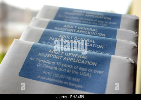 A Canadian passport application envelope shown at the post office in ...