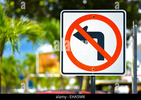 No Left Turn Sign Stock Photo - Alamy