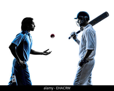 Cricket player portrait in silhouette shadow on white background Stock ...