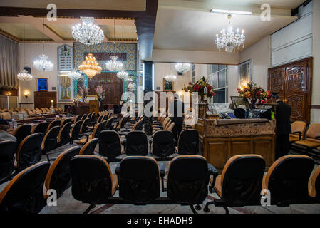 Interior of Yusef Abad Synagogue, one of the biggest in Northern Tehran ...