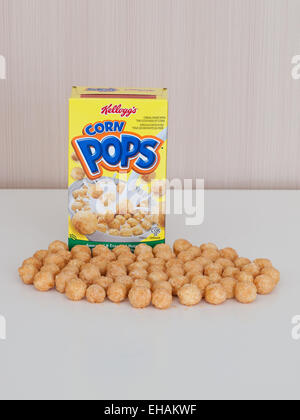 A fun-sized box of Kellogg's Corn Pops cereal. Canadian version shown ...