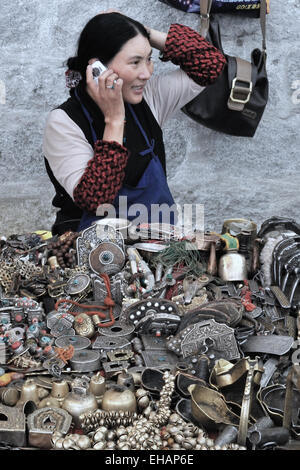 China, Xizang, Tibet, Lhasa, Woman Gathering Wheat In Field Stock Photo ...