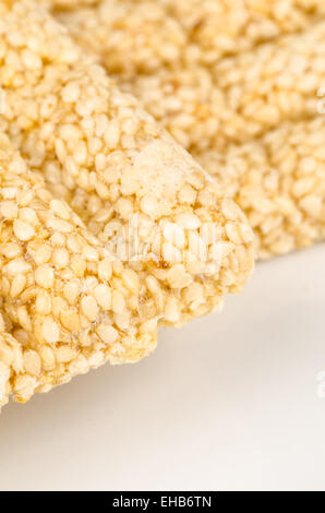 Closeup shot of sesame bars with honey on a plate Stock Photo - Alamy