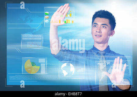 Eastern business man doing data analysis Stock Photo - Alamy
