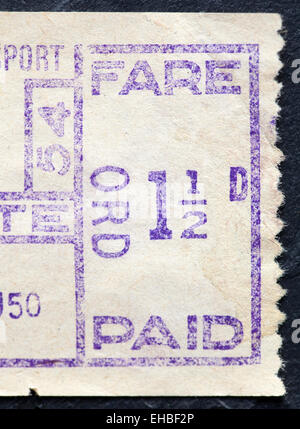 Old 1950's London Bus Ticket Stock Photo - Alamy