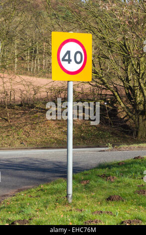 40 MPH - miles per hour sign with a temporary "New speed limit in Stock ...