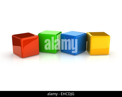 Multi color 3d cubes isolated on white background Stock Photo - Alamy
