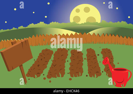 Vegetable garden by night Stock Photo - Alamy