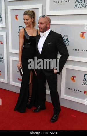 Jennifer Hawkins and Alex Perry arrive at the Myer Spring 16 fashion ...