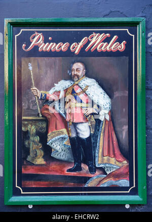 Prince of Wales pub and sign - exterior view of a typical traditional ...