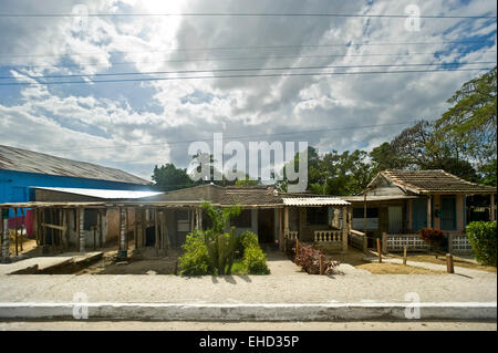 Cuban poverty lifestyle and landscape: typical dilapidated houses Stock ...