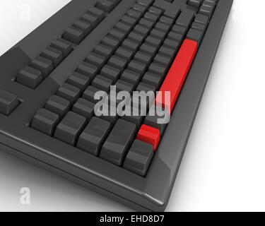 Red keyboard with exclamation mark symbol Stock Photo - Alamy