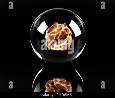 Crystal Ball With Fire Inside Stock Photo - Alamy