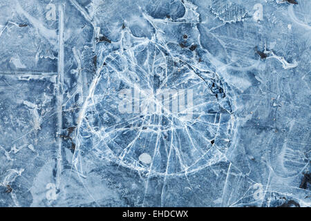 Ice surface of the river. The texture of fragments of ice and water ...