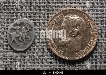 Evolution of the Russian money - silver Moscow and udel kopek and gold ...