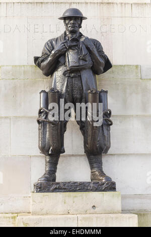 Bronze figure sculpture of ww1 world war one 1 soldier, on top of ...