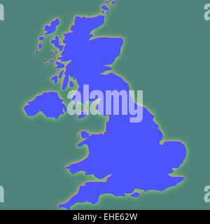 Great Britain Island in the North Sea on a colored elevation map Stock ...