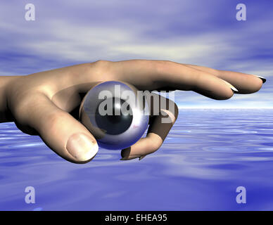 surrealistic composition of eye and hand Stock Photo - Alamy