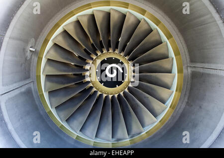 CFM jet turbine aircraft engine N1 fan and spinner close up Stock Photo ...