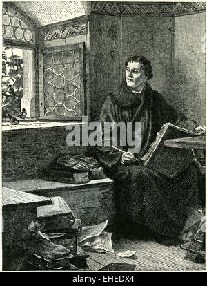 Martin Luther, translating the holy bible at the Wartburg castle ...
