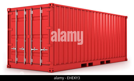 Red Container Truck Isolated Stock Photo - Alamy