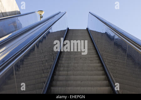 The Town of Albufeira with outdoor escalator, Algarve. Southern ...