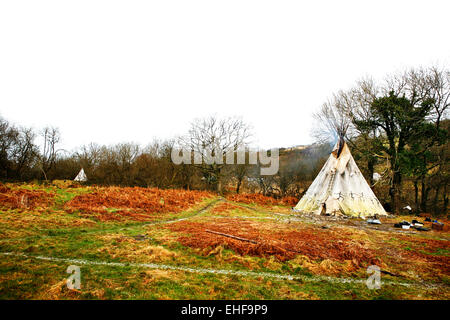 A tipi at Tipi Valley an eco community near Talley in Wales Stock Photo ...