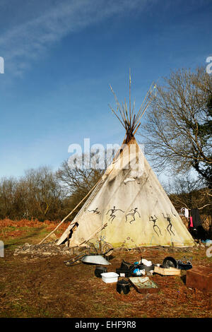 A tipi at Tipi Valley an eco community near Talley in Wales Stock Photo ...