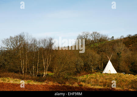 A tipi at Tipi Valley an eco community near Talley in Wales Stock Photo ...