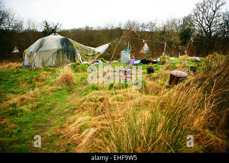 Yurts at Tipi Valley an eco community near Talley in Wales Stock Photo ...