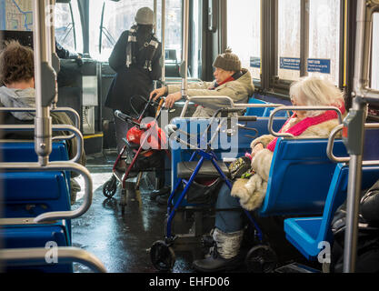 priority seating on a bus for the elderly and handicapped Stock Photo ...